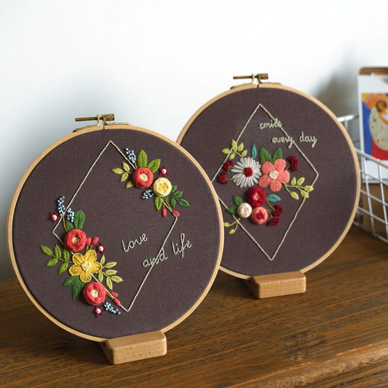 Flower Printed Embroidery Kit for Beginner Needlew... – Grandado