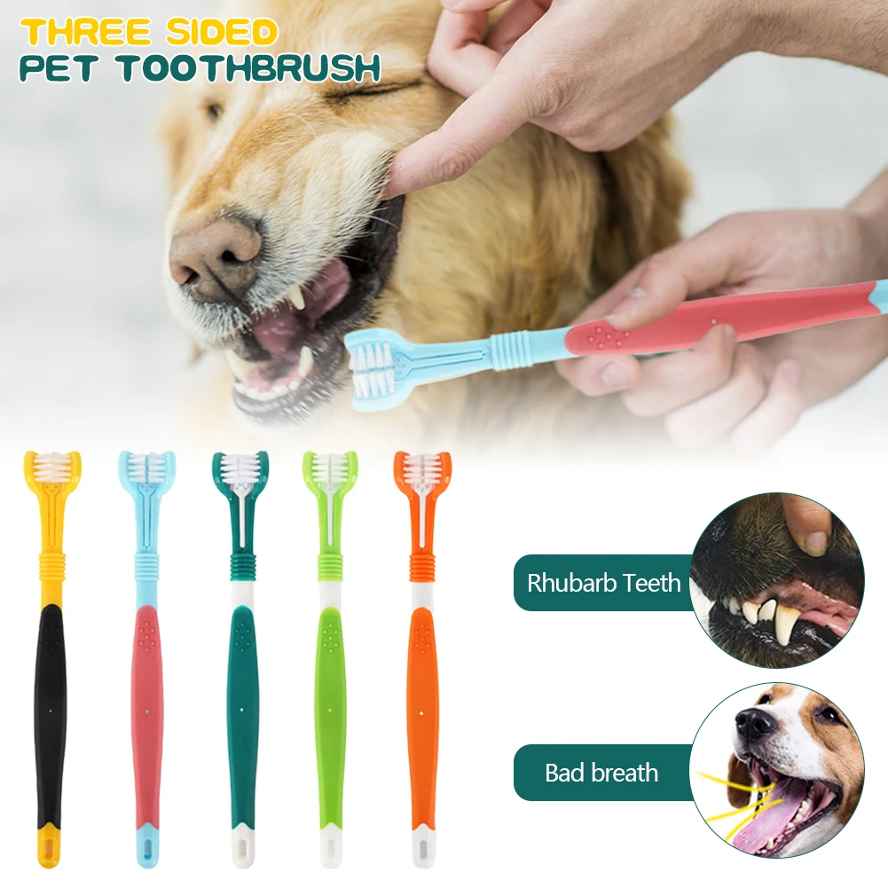 Three Sided Pet Toothbrush Three-Head Multi-angle ... – Grandado
