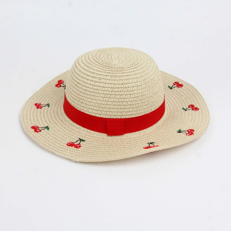 Barns sommarhatt tjejer vågspets stråhatt körsbärs... – Vicedeal