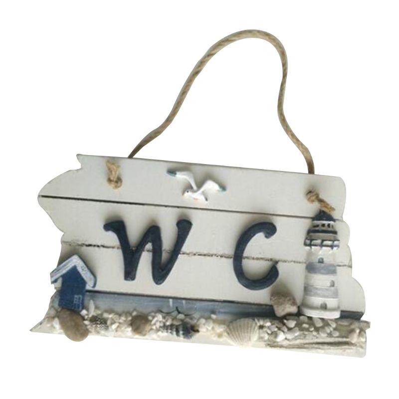 Mediterranean Style Carved WC Doorplate Wooden Doo... – Grandado