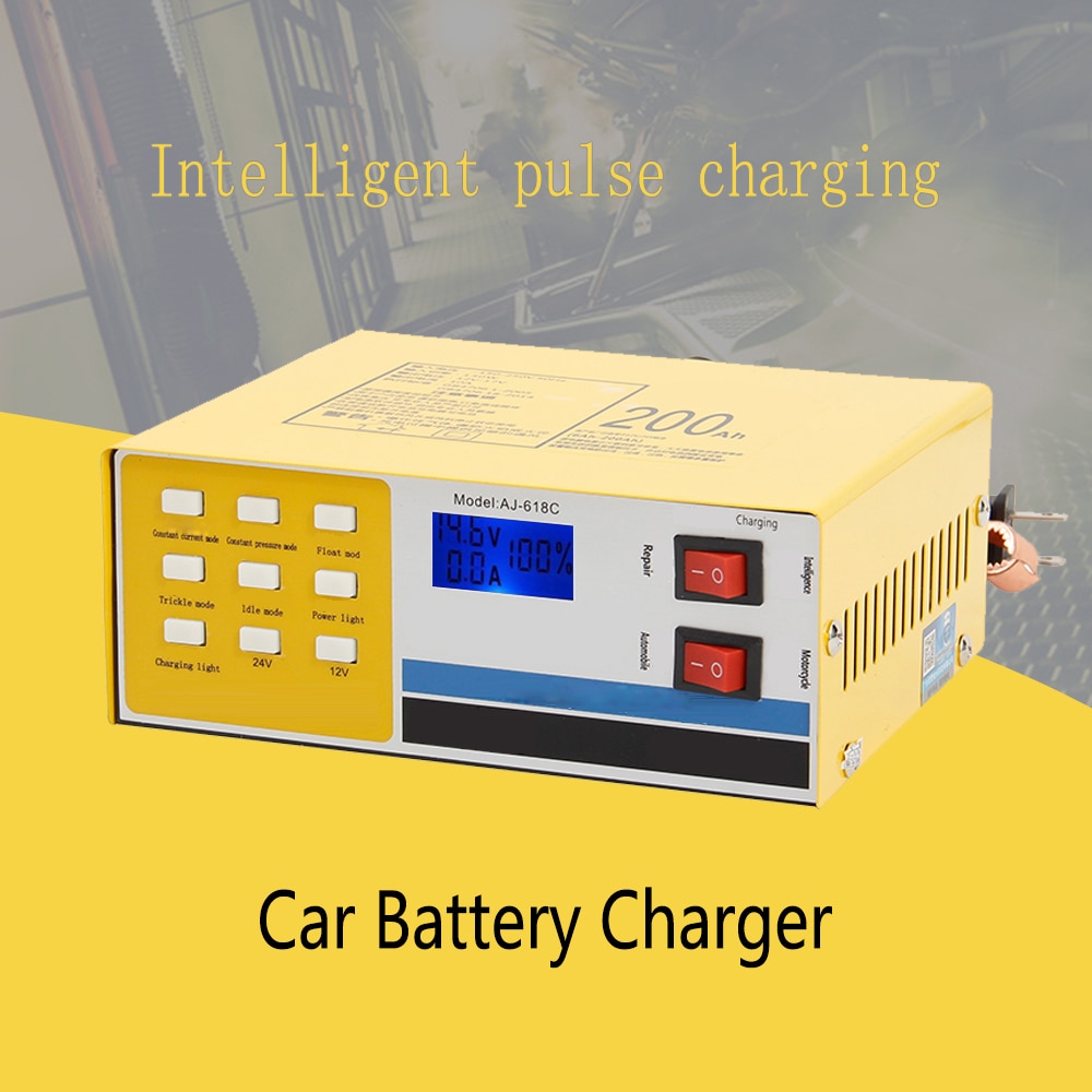 Car Battery Charger 12/24V Full Automatic 250V 200AH Smart Electric ...