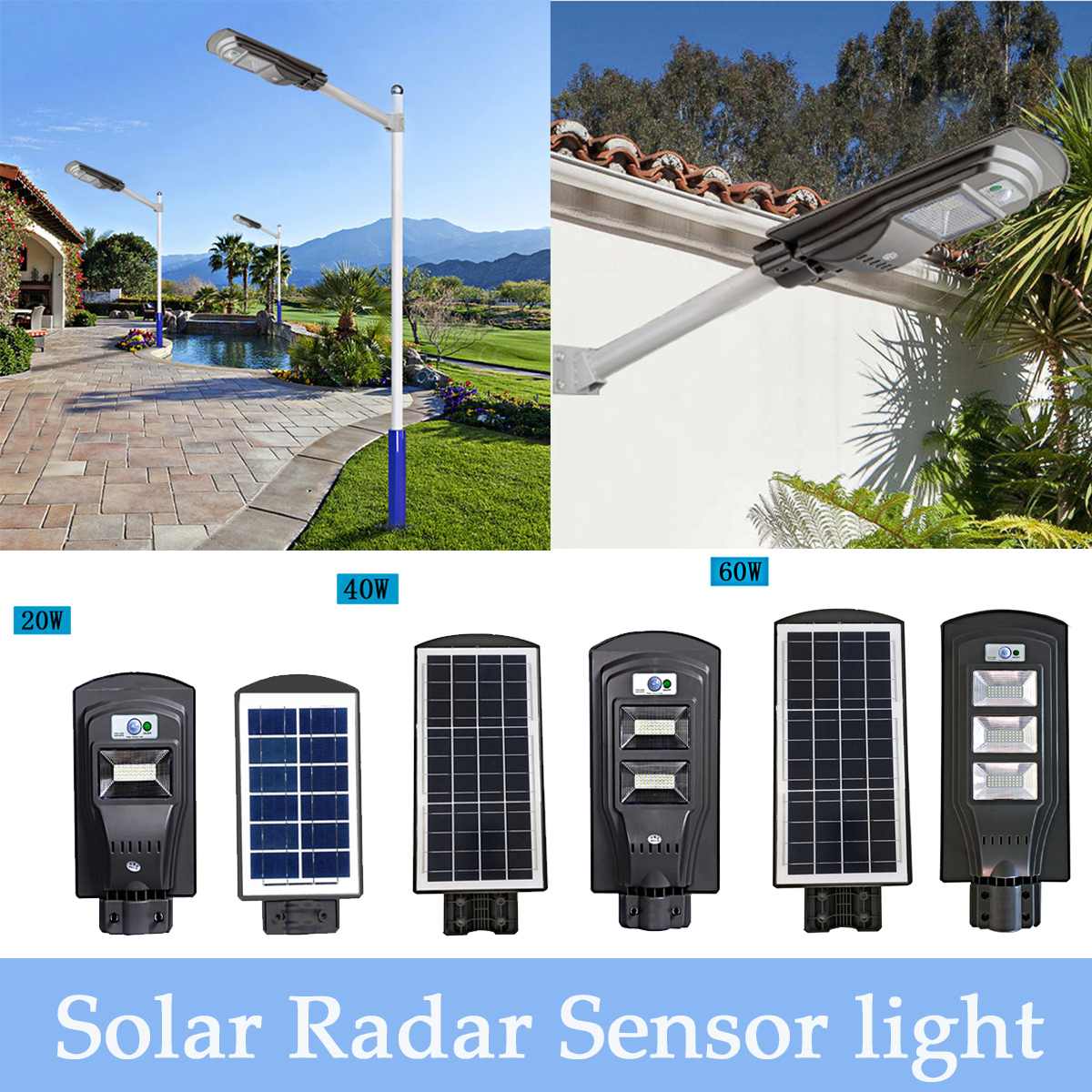 20W/40W/60W LED Solar Power Street Light PIR Motio... – Grandado