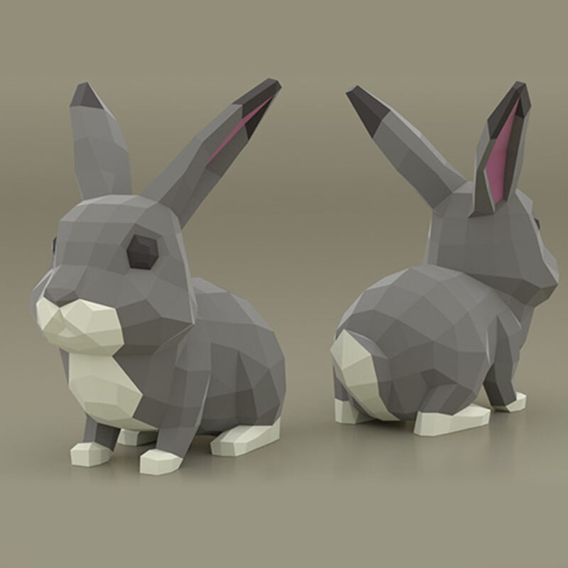 Animal rabbit geometry origami 3D three dimensiona... – Grandado