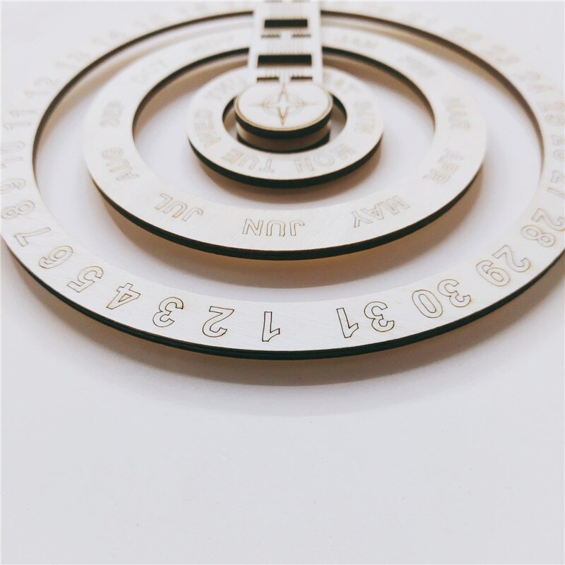Wooden Wall Calendar Circular Rotating Calendar Pe... – Grandado