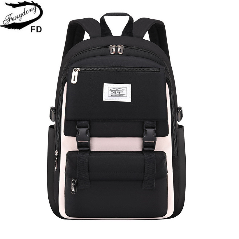 Fengdong white black school backpack for girls stu... – Grandado