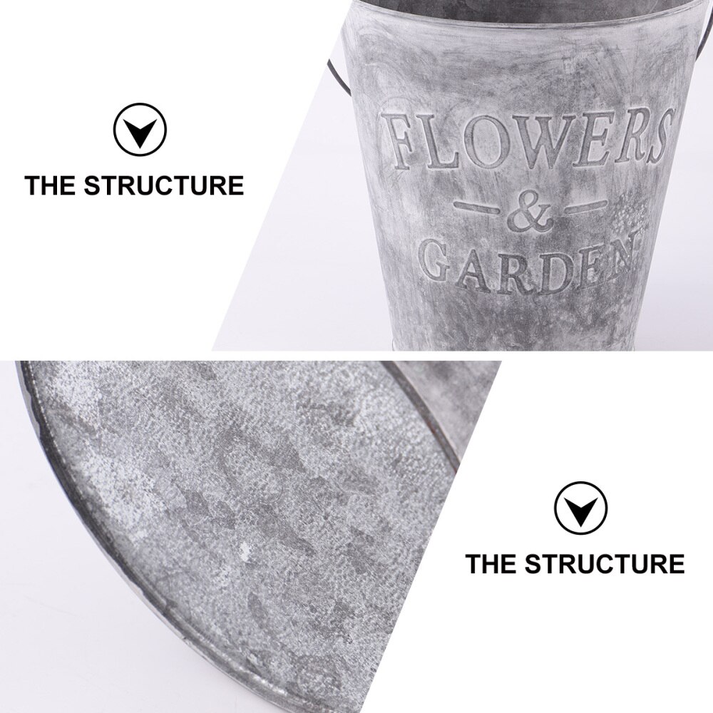 Garden Wrought Iron Pail Simulation Round Iron Buc... – Vicedeal