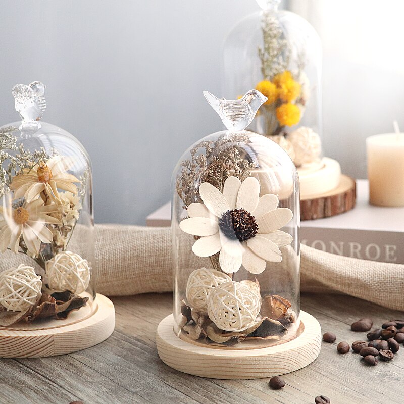 9*11cm Bird Top Glass Dome Vase Home Decoration Di... – Vicedeal