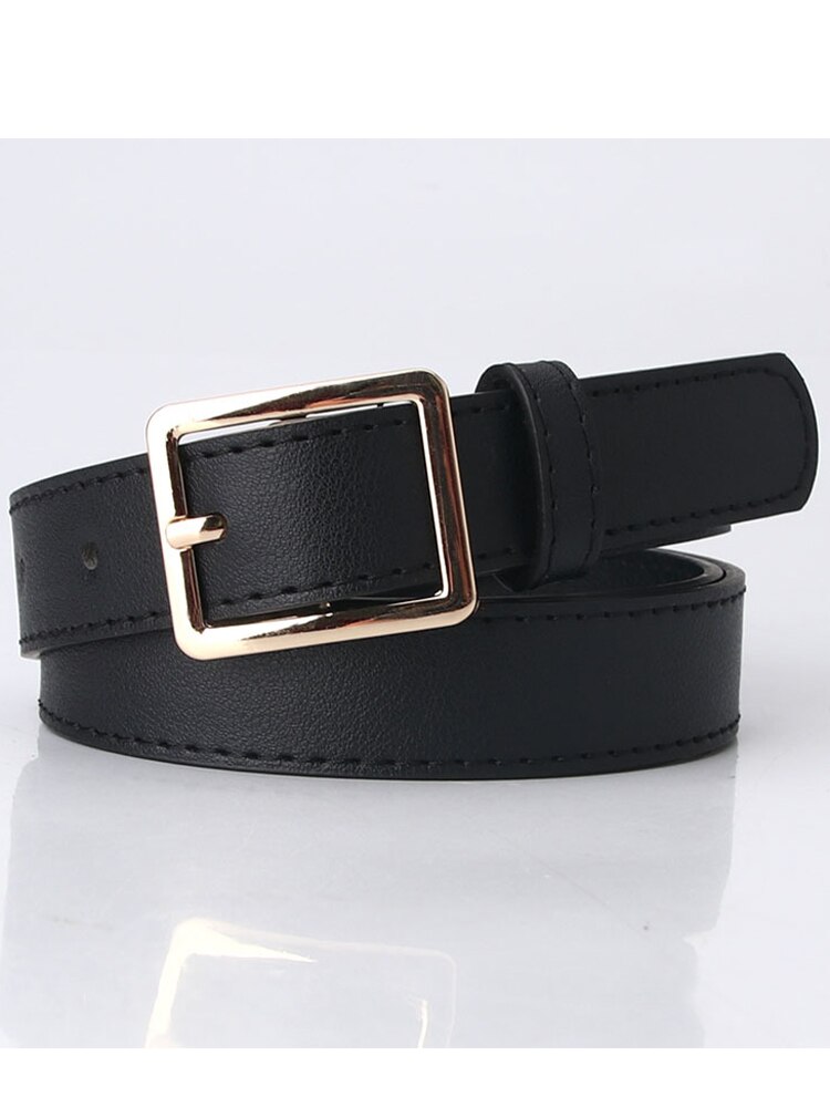 Gold Square Buckle Waist Belts for Women PU Leathe... – Grandado