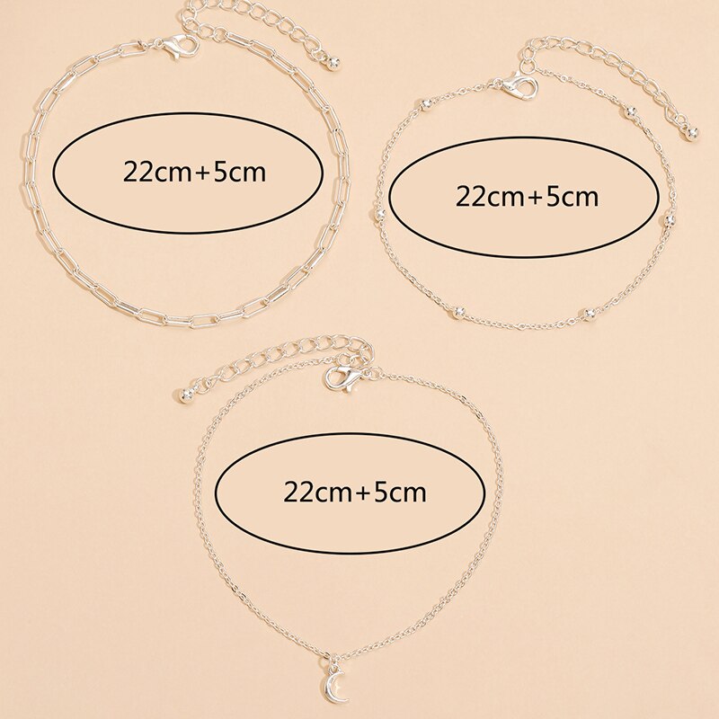 Multi-layer Bracele Silver Metal Chain Moon Pendan... – Grandado