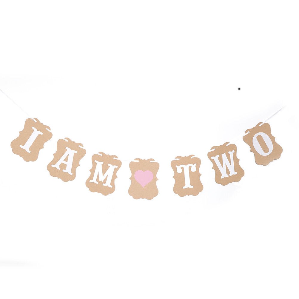 1 Set Boy Girl I Am Two Kraft Paper Banner 2 years... – Vicedeal
