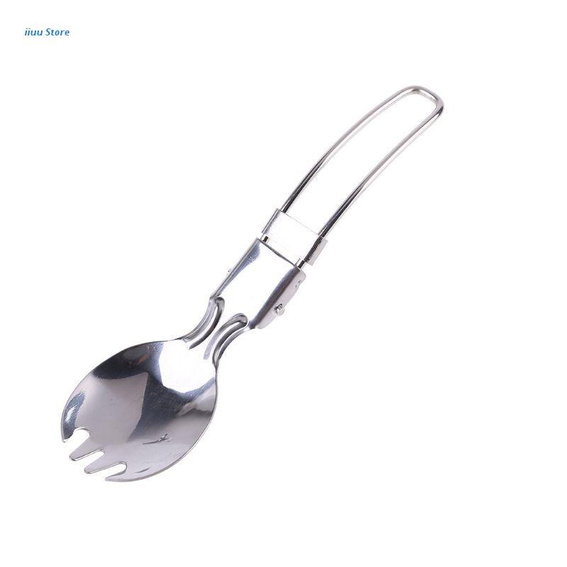 Foldable Spork Fork Spoon Stainless Steel Hiking C... – Grandado