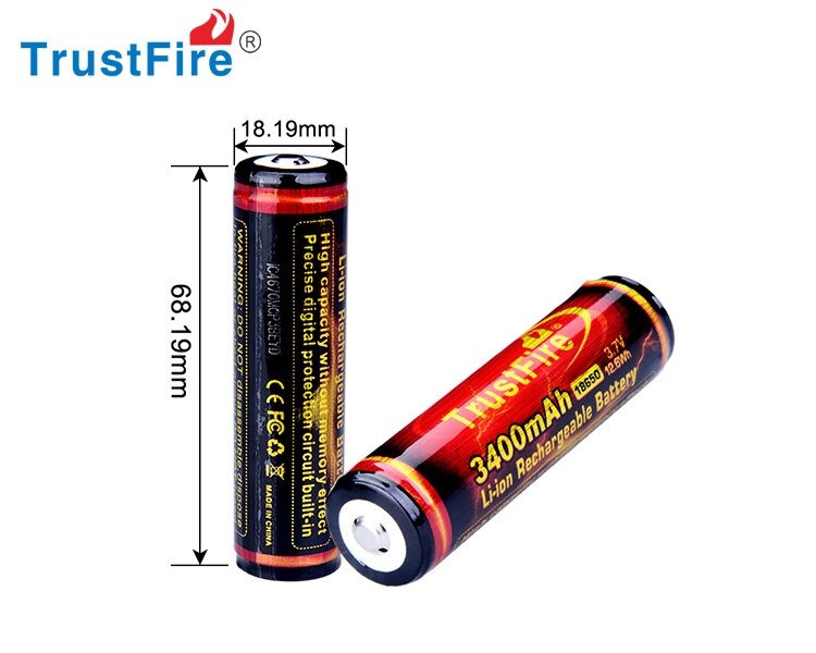 TrustFire 3.7V 3400mAh 18650 Rechargeable Li-ion B... – Grandado