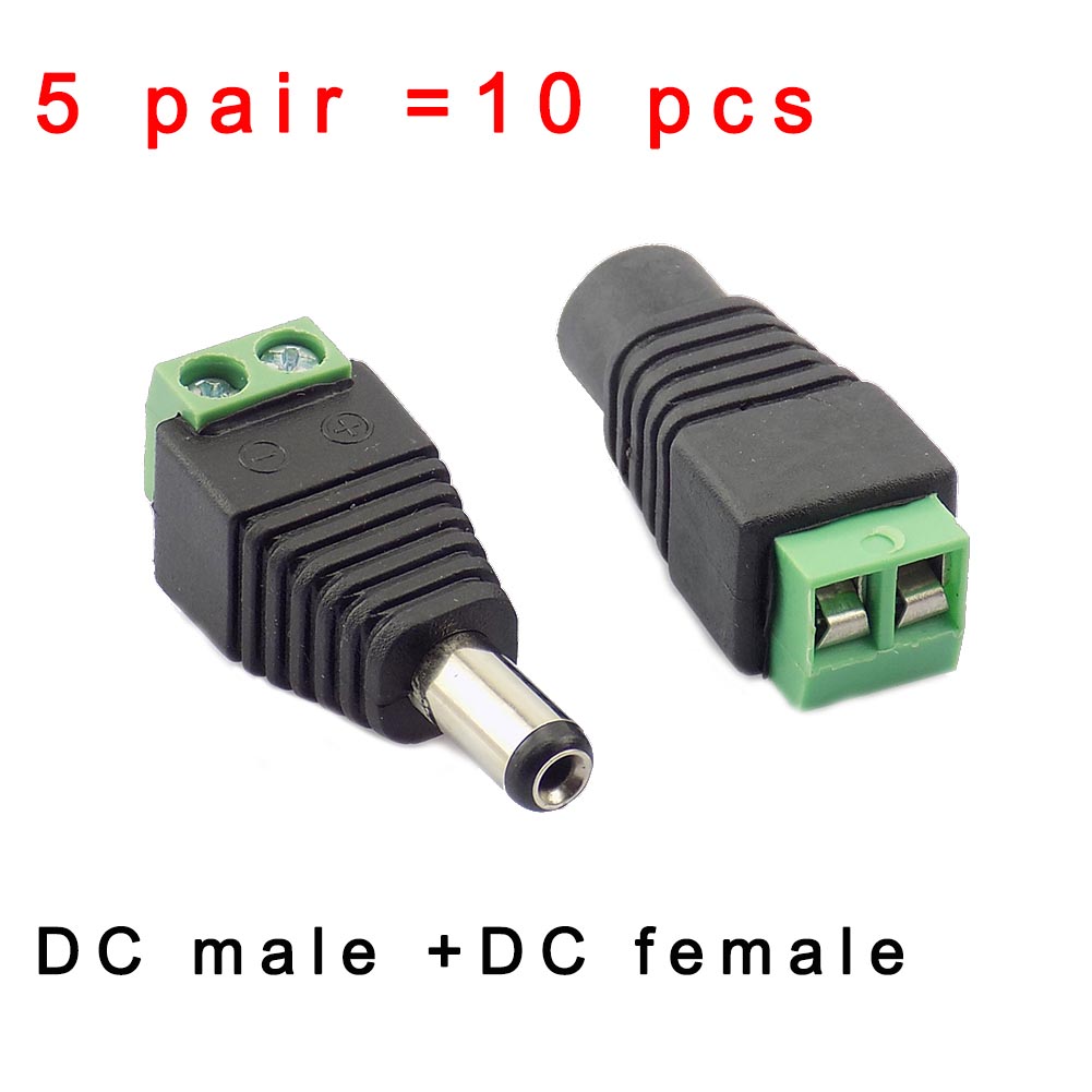 5 Pair DC Power Male jack plug and DC female Conne... – Grandado