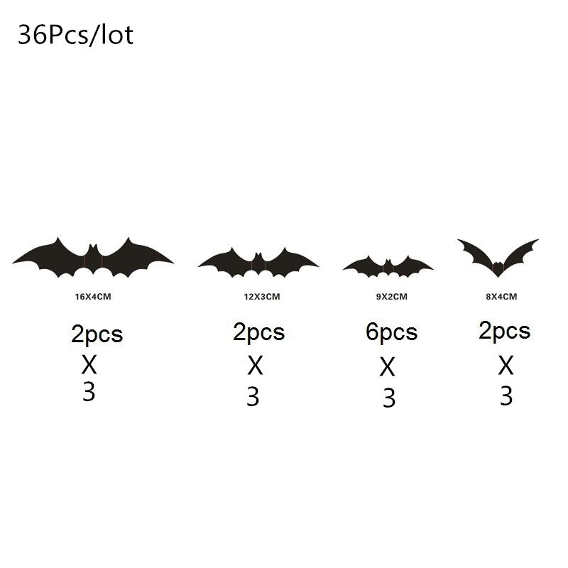 36Pcs Black 3D PVC Bat Wall Stickers Home Decor Pa... – Vicedeal