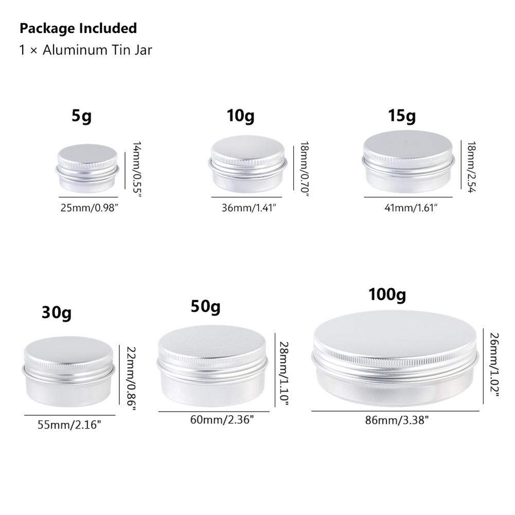 1Pc 5G 10G 15G 30G 50G 100G Aluminium Tin Potten M... – Grandado