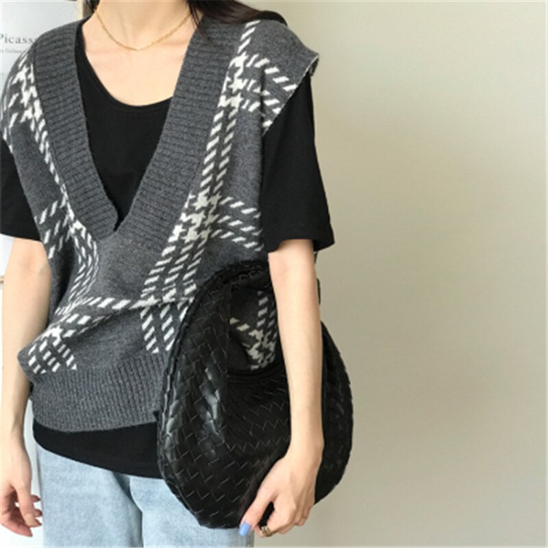 Knit Sweater Vest Fall Classic Pattern Big V-neck ... – Grandado