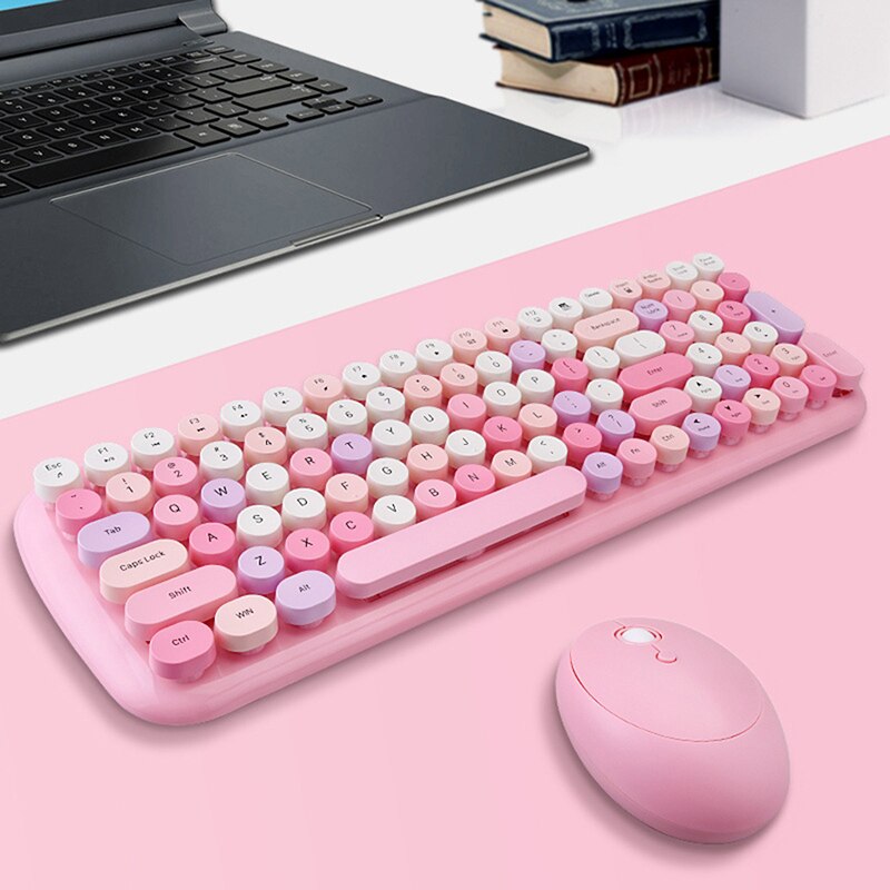 Wireless Keyboard and Mouse Combo Round Mix Keycap... – Vicedeal