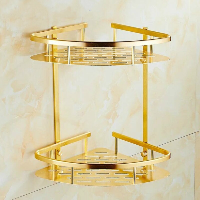 Gold Bathroom Shelf Wall Shelves Estantes Esquiner... – Grandado