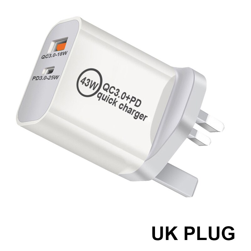 Cargador GaN de 43W con dos puertos QC 3,0 PD 3,0,... – Grandado