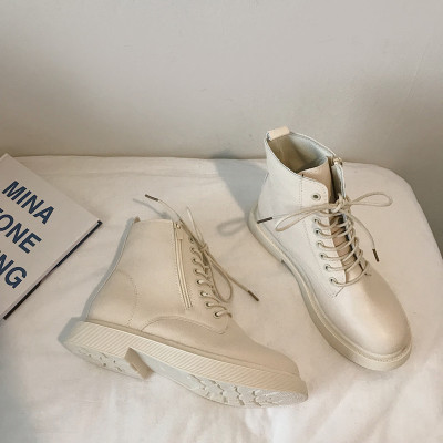 Retro Martin boots female British wind side zipper... – Grandado