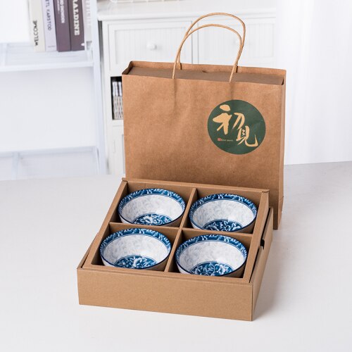 Bowl Set Japanese Household Ceramic Tableware Blue... – Vicedeal
