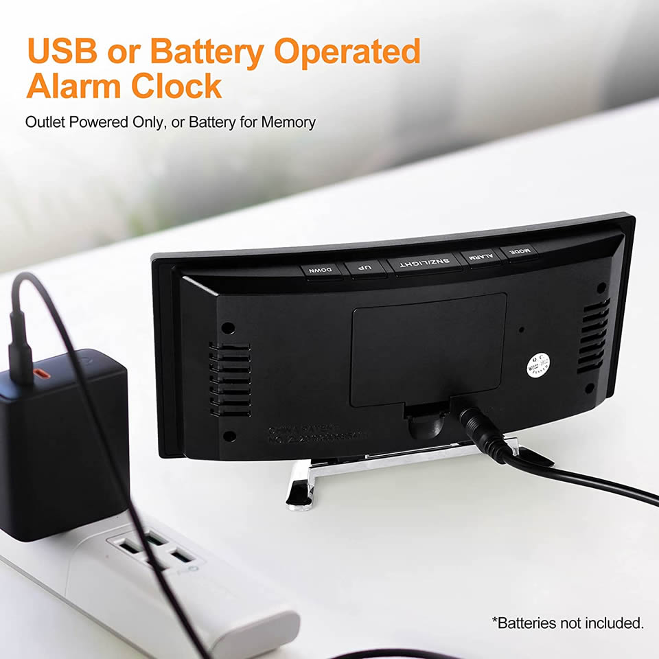 Digital Alarm Clock Desk Table Clock Curved LED Sc... – Grandado