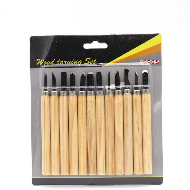Pottery carving knife with wooden handle 12-piece ... – Vicedeal