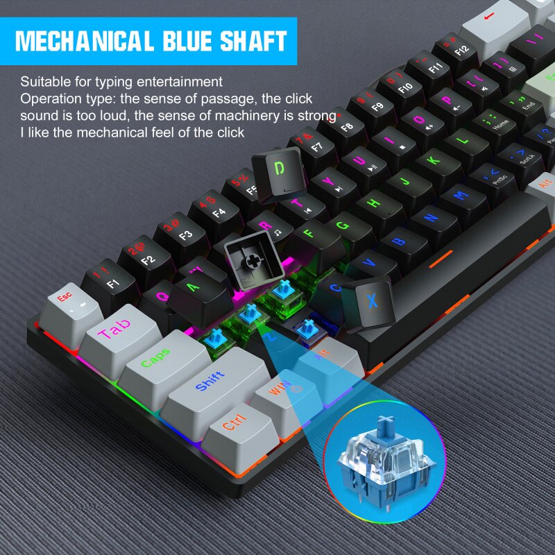 68-key mechanical gaming keyboard mini keyboard wi... – Grandado