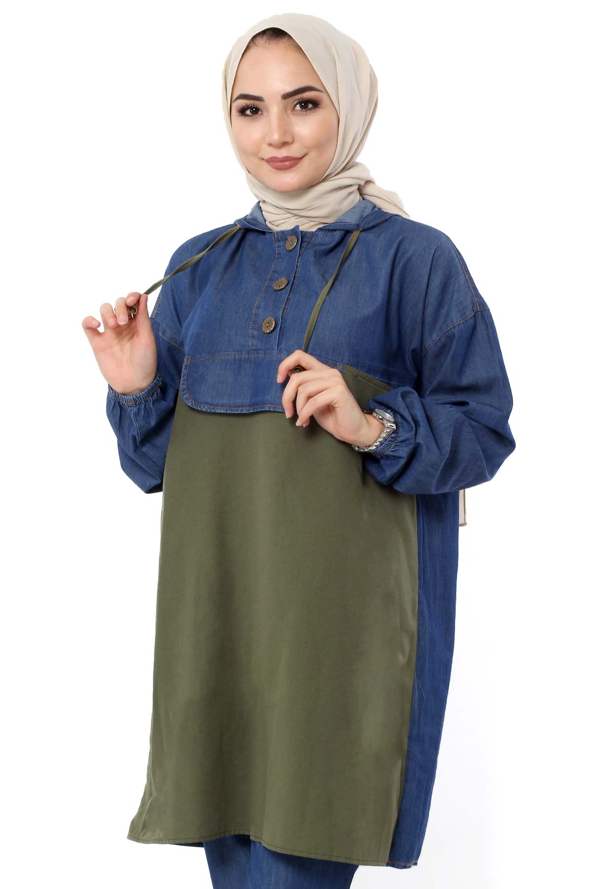 Denim com capuz terno duplo tsd0233 caqui – Grandado