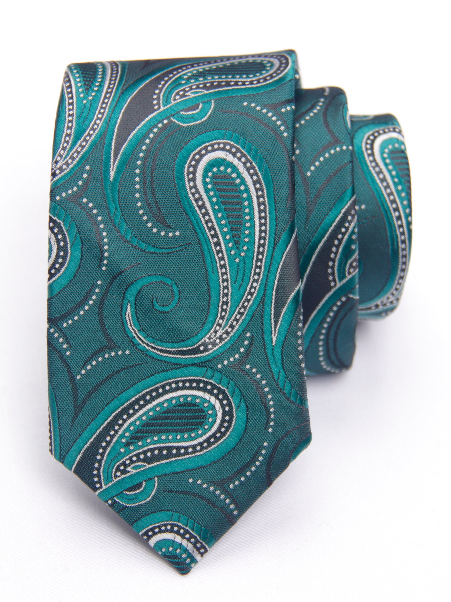 green paisley pattern tie with patterned skinny ti... – Grandado