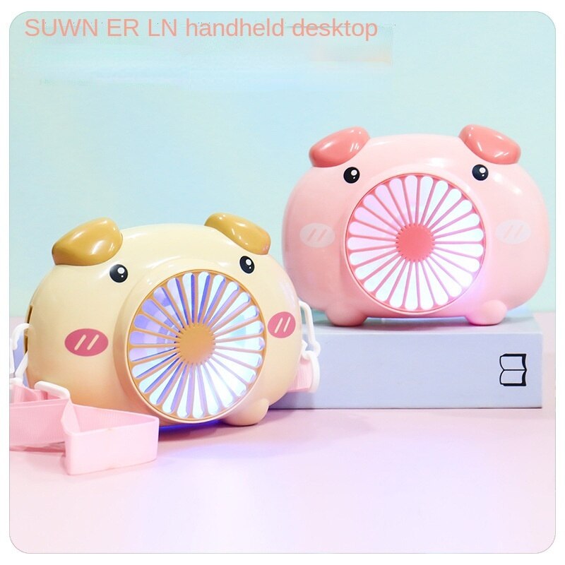 Cute Pig Cartoon Fan Holding Light Hanging Neck US... – Vicedeal