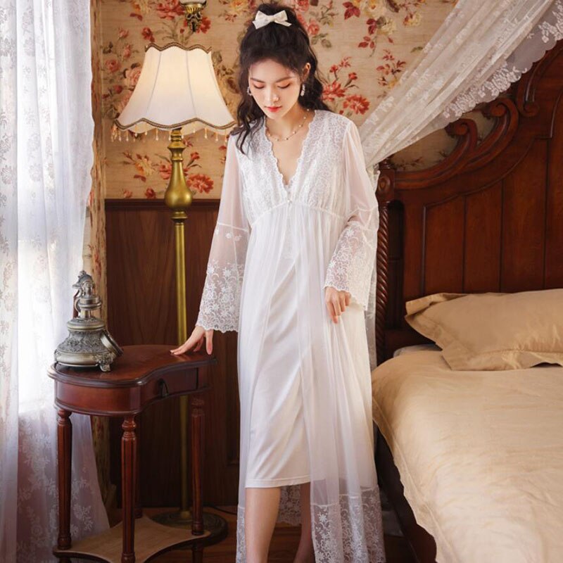 Wedding Dress Ladies Pajamas Set Negligee Long Bat... – Vicedeal