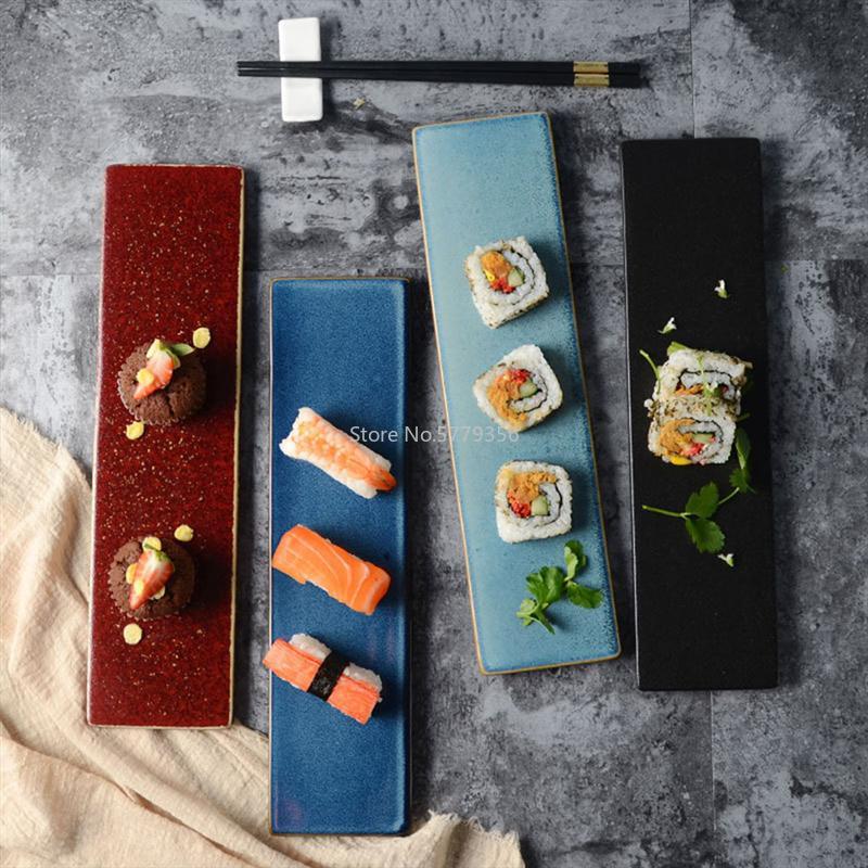 Japanese Style Sushi Plate Long Strip Dish Ceramic... – Vicedeal