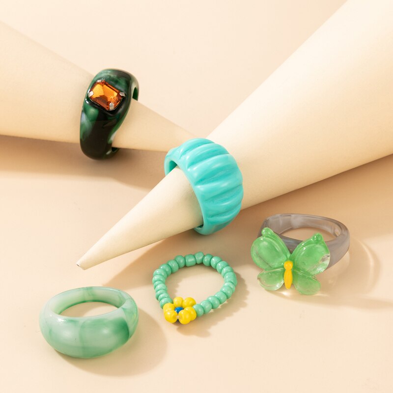 Tocona Kleurrijke Acryl Hars Joint Ring Sets Voor ... – Vicedeal