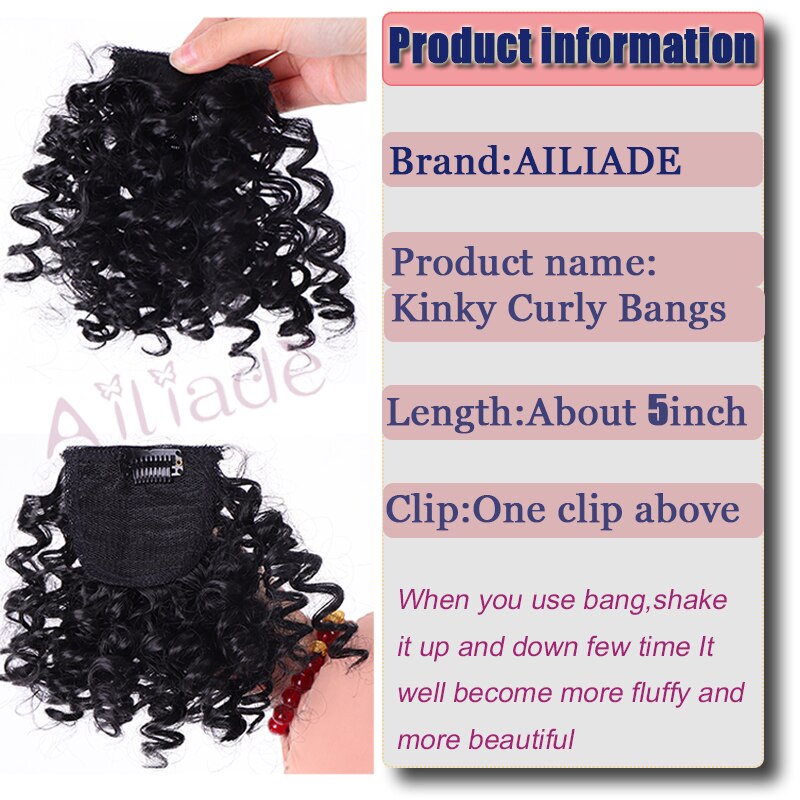 AILIADE Afro Kinky Curly Fringe Clips In Bangs Hea... – Vicedeal
