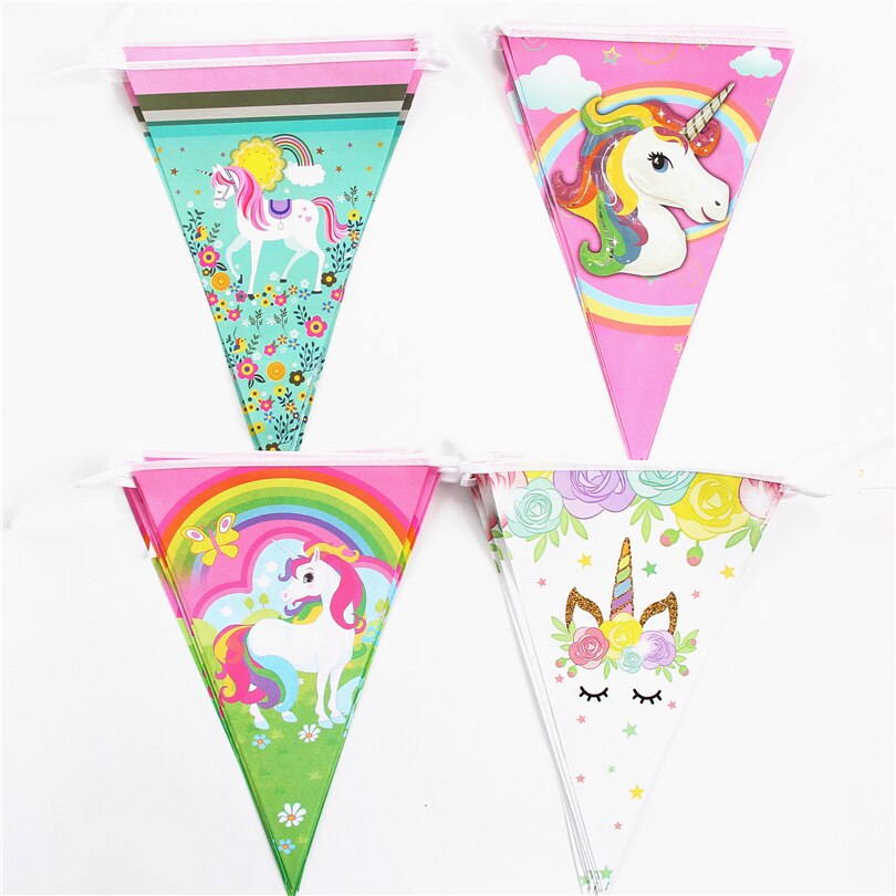 1set Unicorn horse paper banner pennant bunting Ga... – Vicedeal