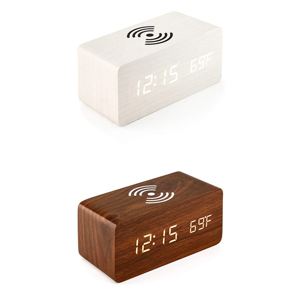 Wooden LED Digital Clock With Sound Control Time D... – Grandado