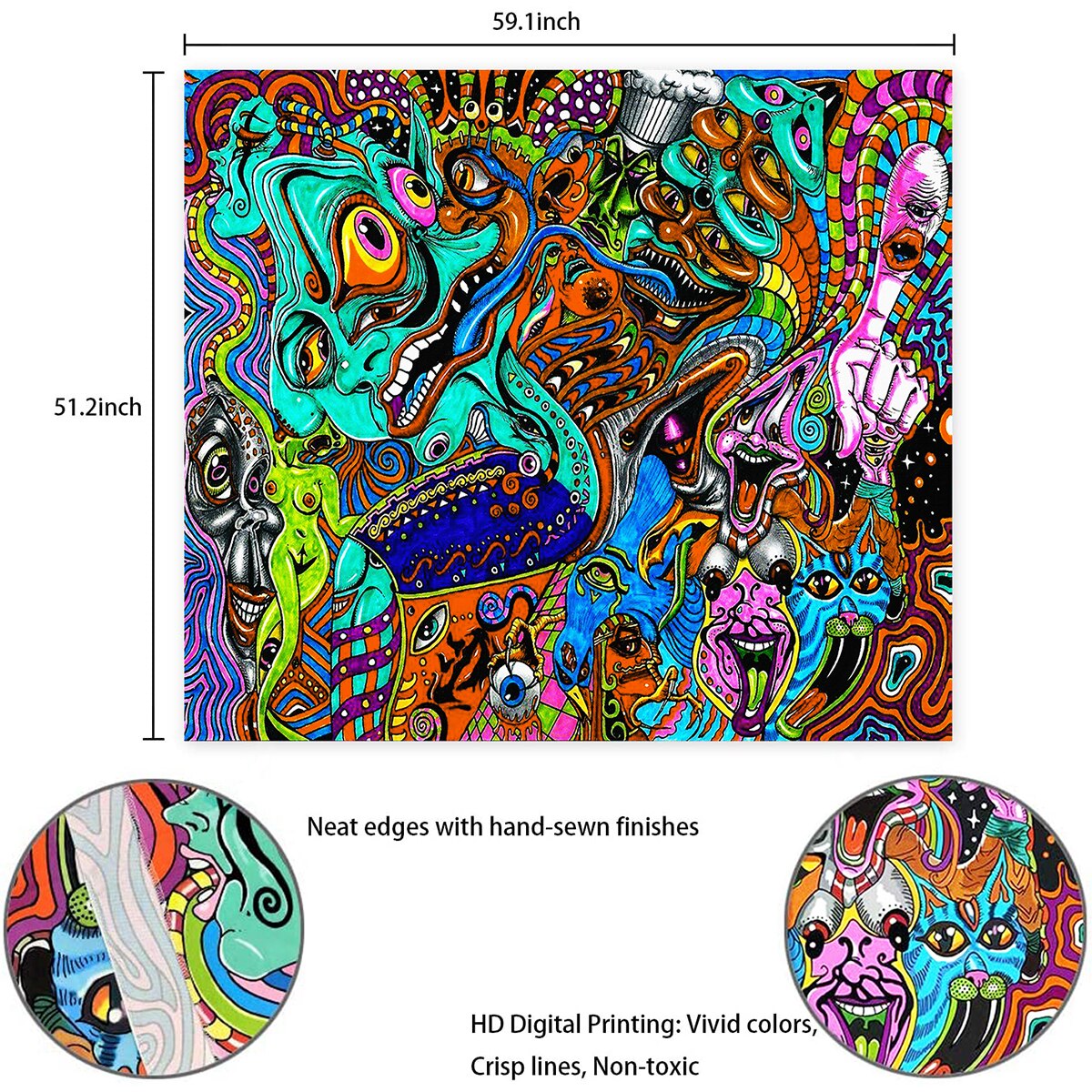 Psychedelic Arabesque Tapestry Mysterious Hippie T... – Grandado