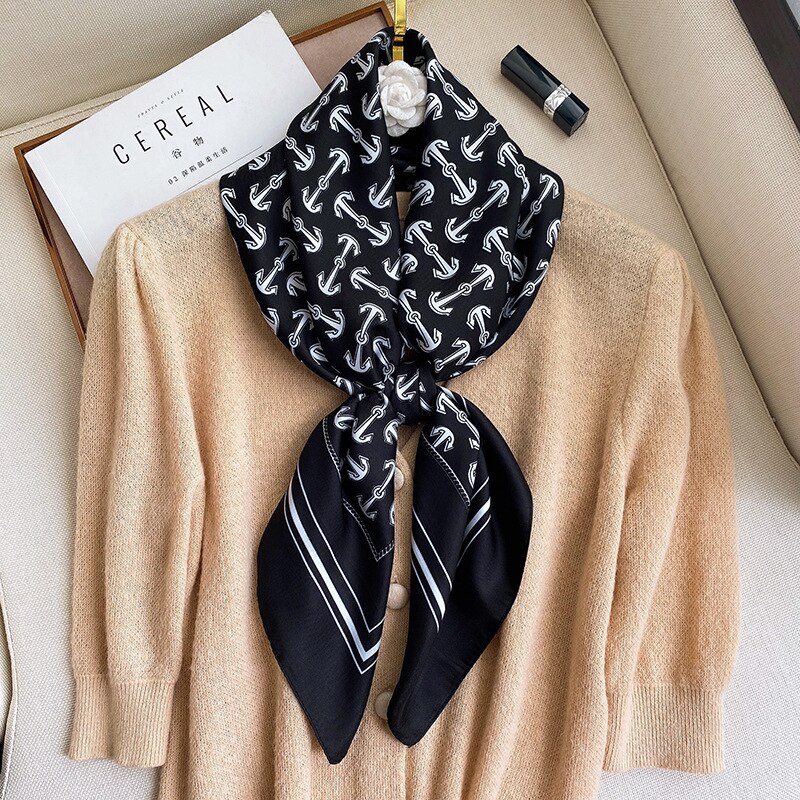 Foulard en soie pour femmes, carré, 90CM, pour le ... – Grandado