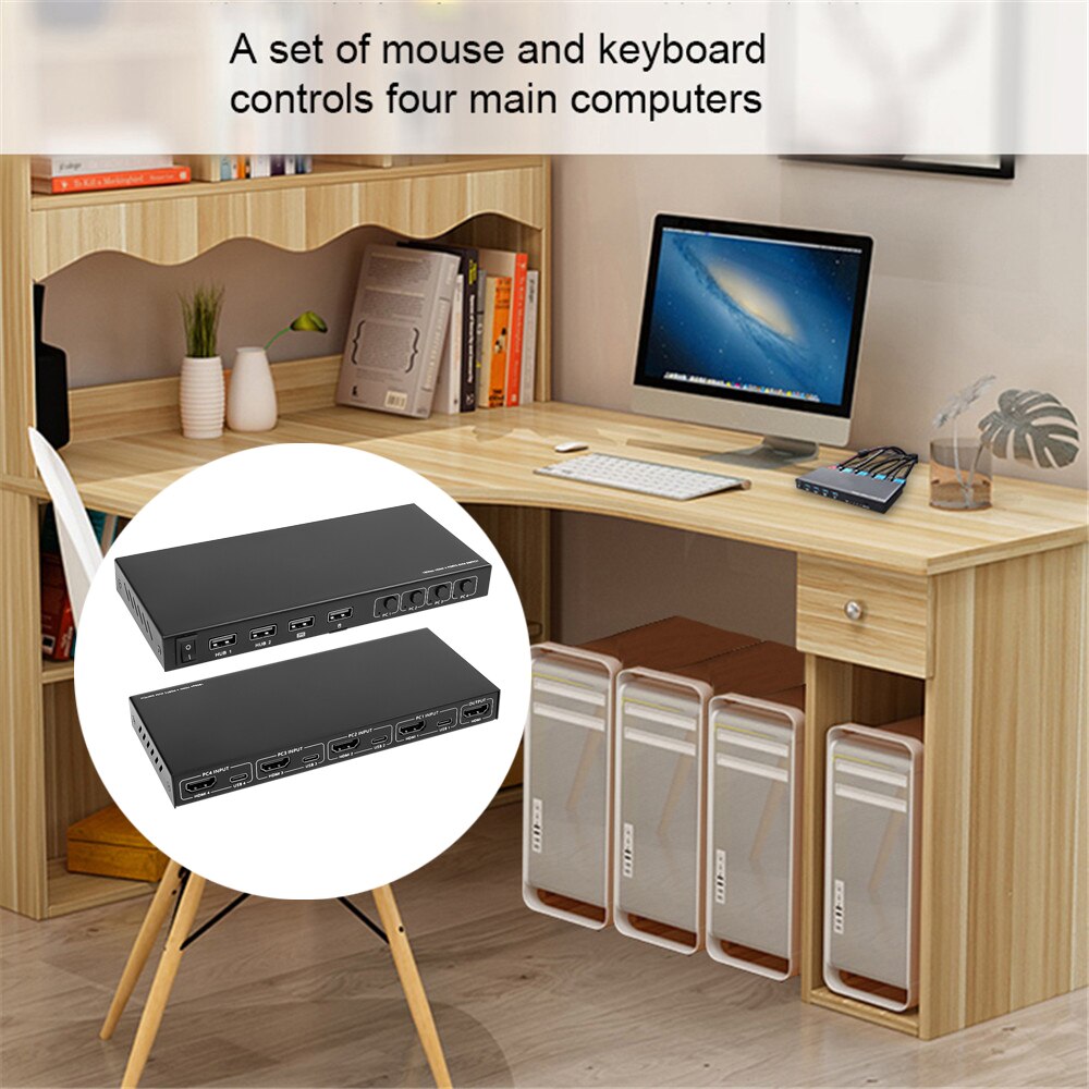 Type C KVM Switch Box 2/4 Port 4K Video Display US... – Vicedeal