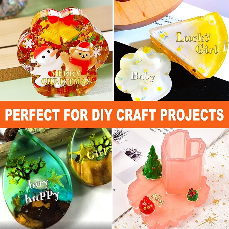 12 Sheets Letter Resin Stickers, Small Alphabet Nu... – Vicedeal