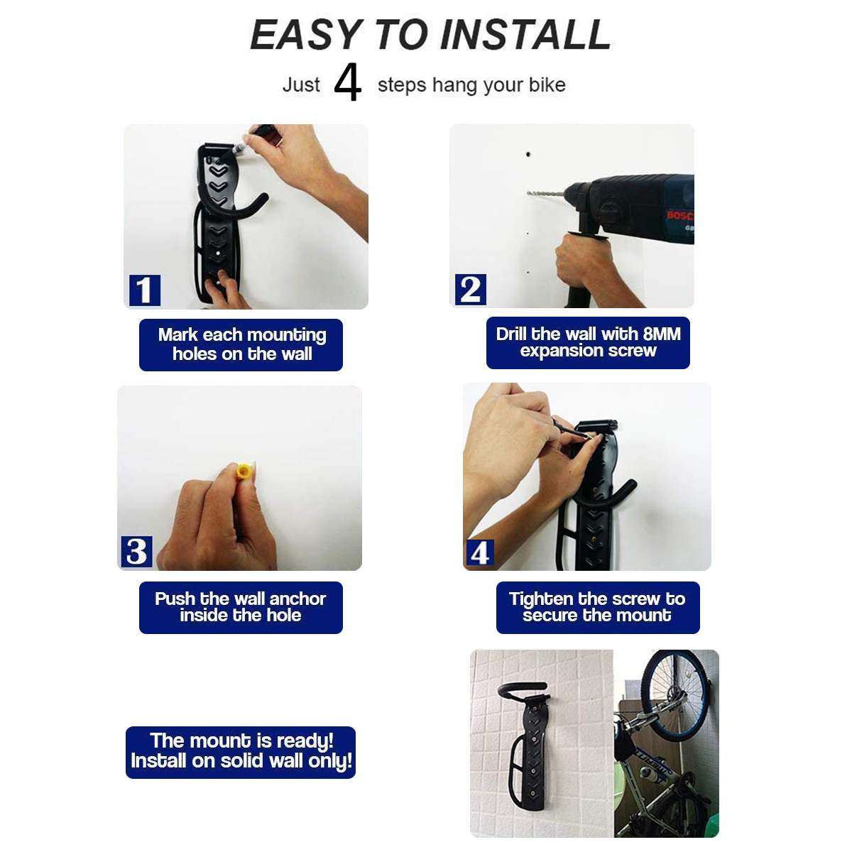 30kg Bicycle Wall Mount For Hanging Bike Holder Br... – Grandado