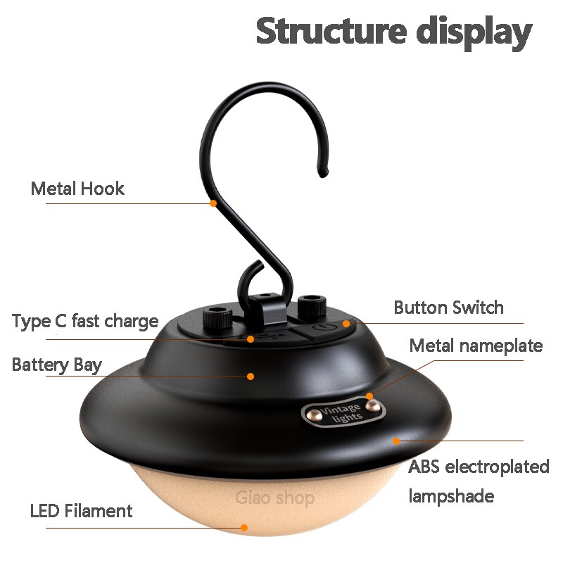 The Outdoor Retro Camping Portable Lantern USB Rec... – Grandado