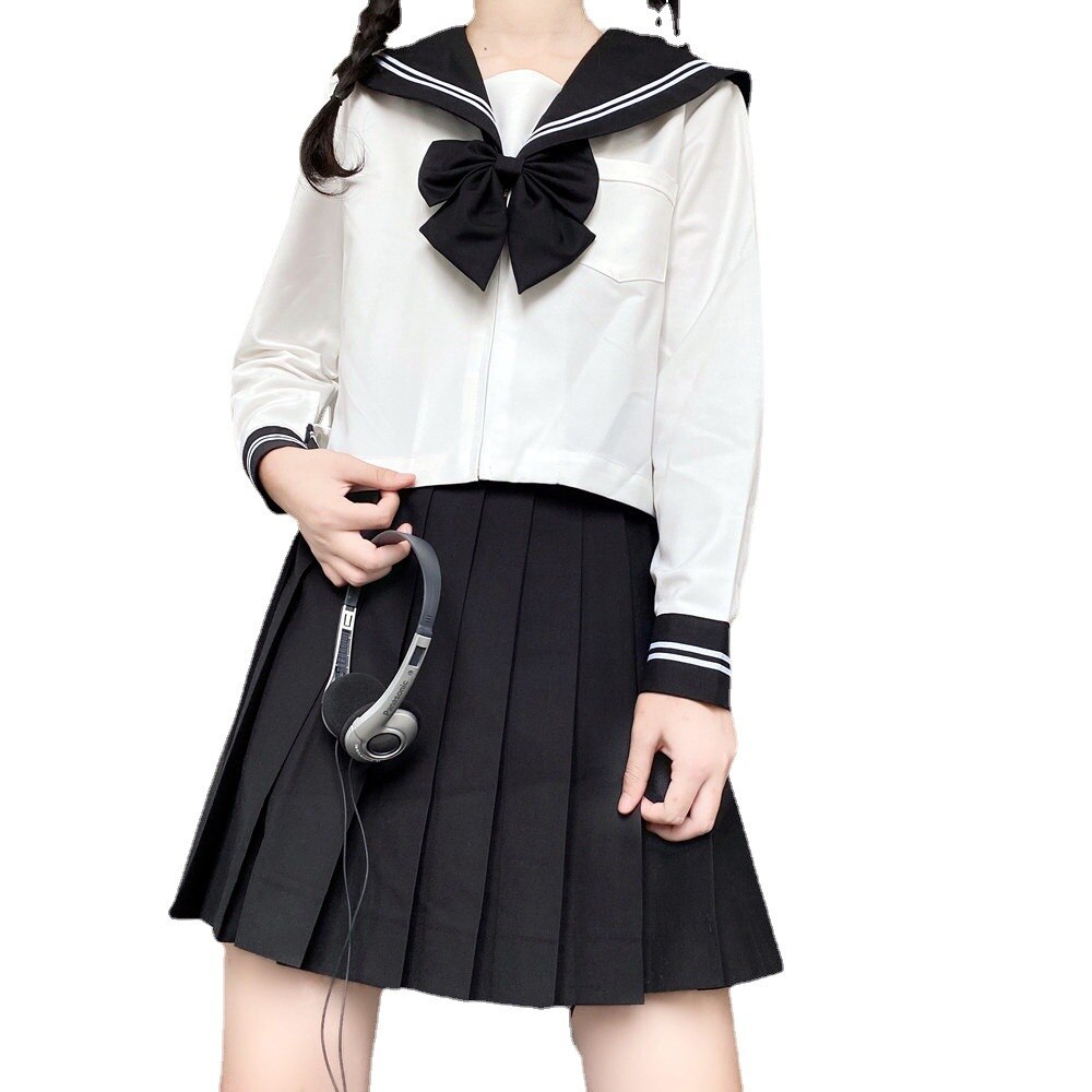 Original Black White Navy Feng Sailor Uniform Stud... – Grandado