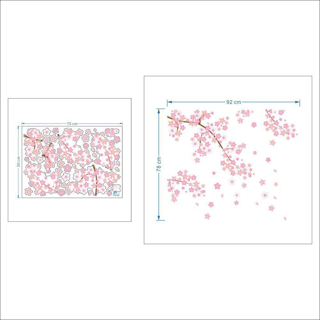 Pink Sakura Flower Cherry Blossom Tree Removable W... – Grandado