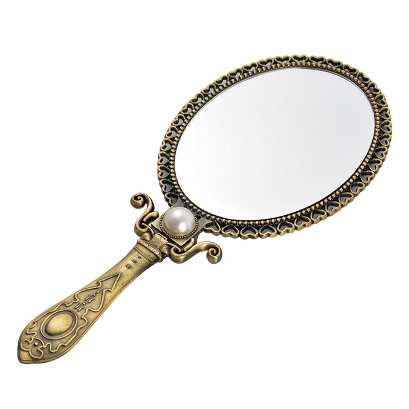 Handheld Mirror Vintage Metal Makeup Mirror Decora... – Grandado