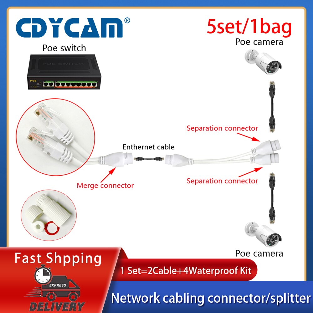 5Set Poe Splitter RJ45 2-In-1 Netwerk Kabel Connec... – Grandado