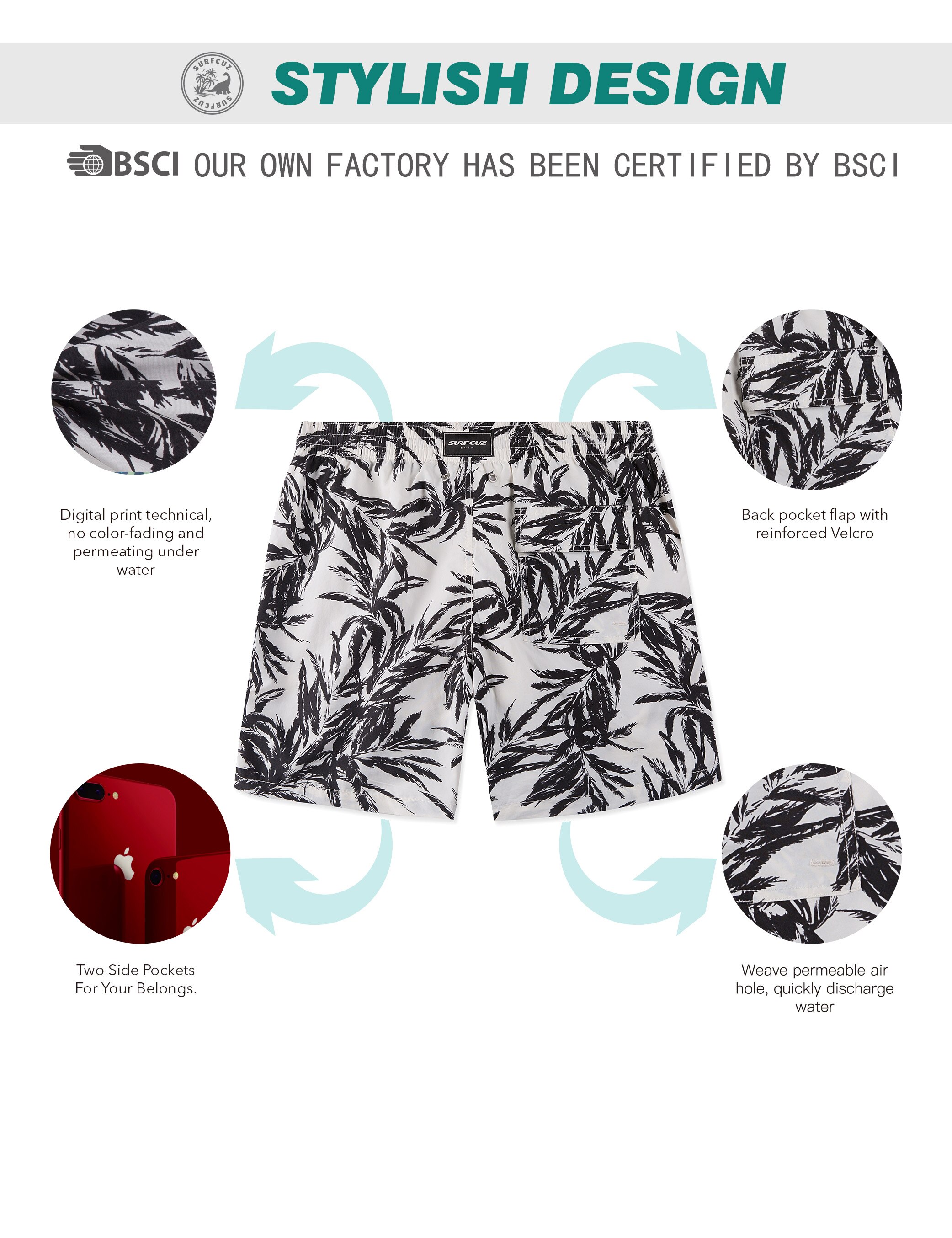 SURFCUZ Men Beach Board Shorts Swimming Trunks Swi... – Grandado