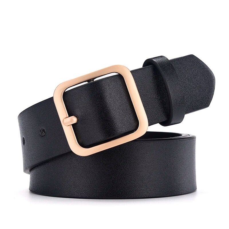 Women's Belt Soft PU Leather Belt Square Buckle Pi... – Grandado