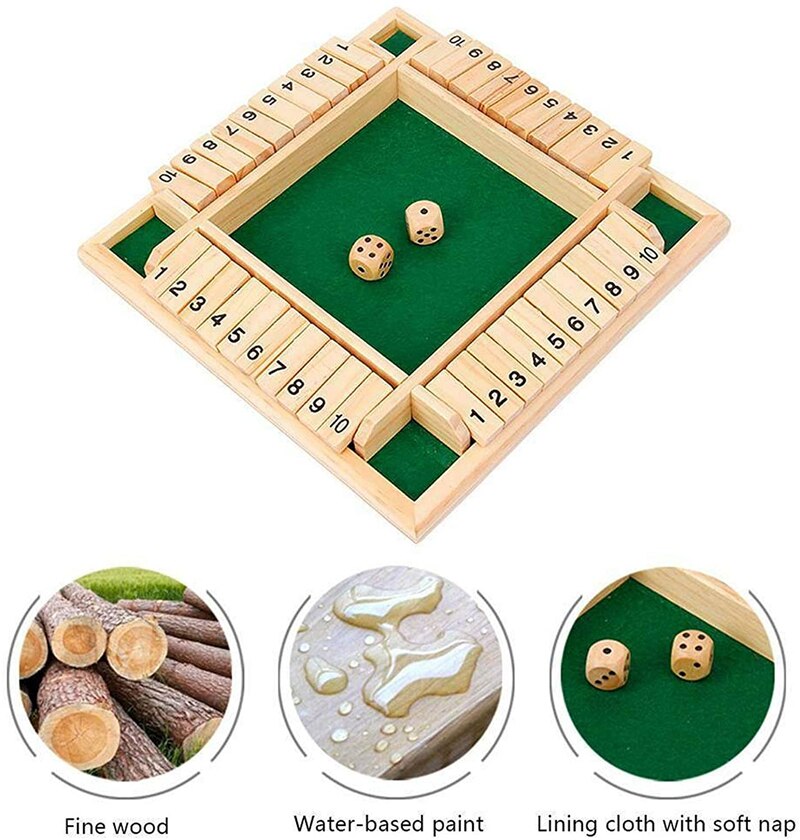 Shut The Box Dice Board Game Traditional Four Side... – Vicedeal